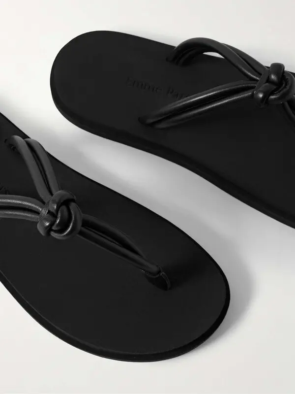 EMME PARSONS Knot Leather Flip Flops - Black