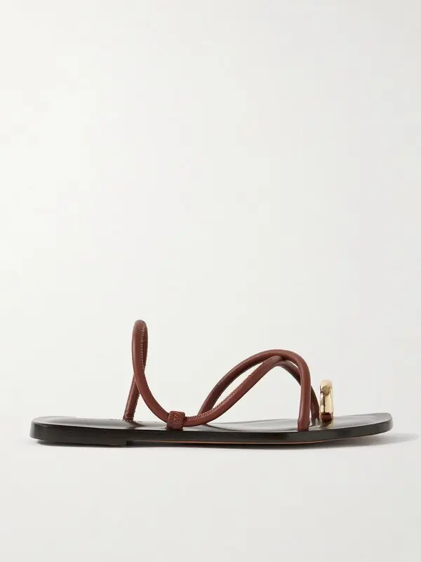 EMME PARSONS Laurie Embellished Leather Sandals - Brown