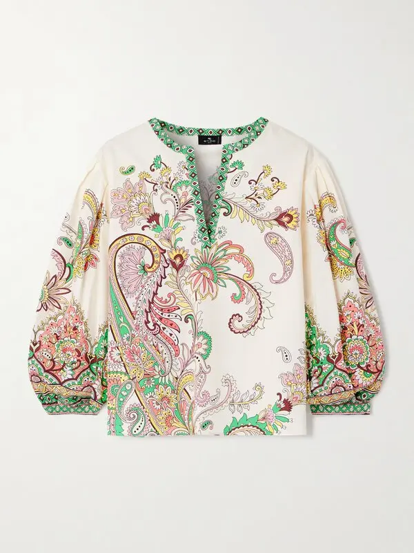 Etro Printed Cotton-poplin Blouse