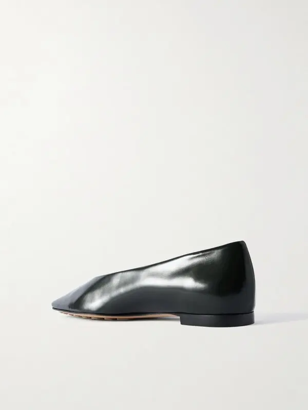 Bottega Veneta Sofia Glossed-leather Ballet Flats - Black