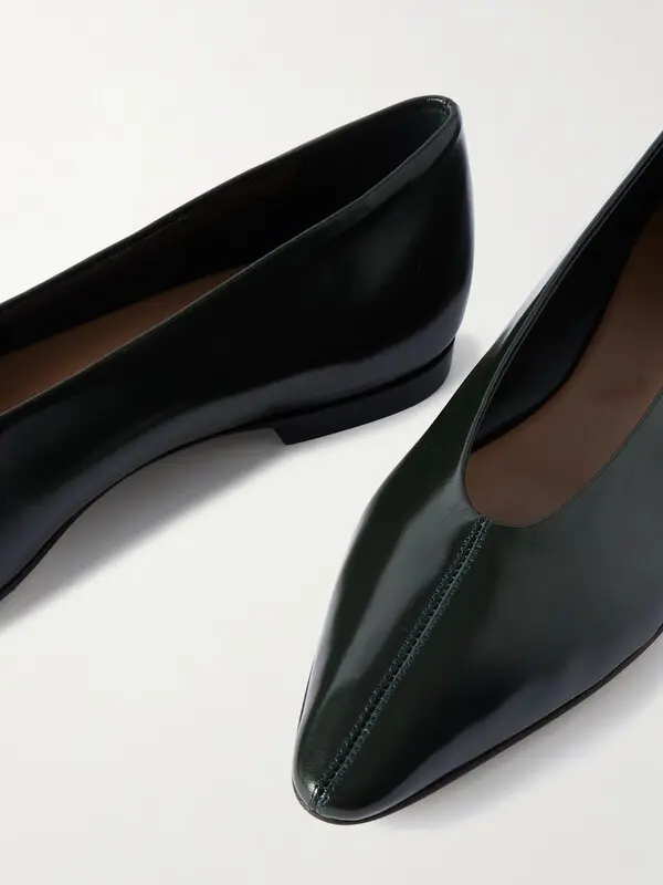 Bottega Veneta Sofia Glossed-leather Ballet Flats - Black