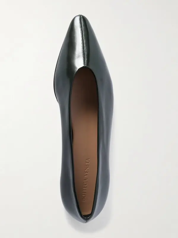 Bottega Veneta Sofia Glossed-leather Ballet Flats - Black