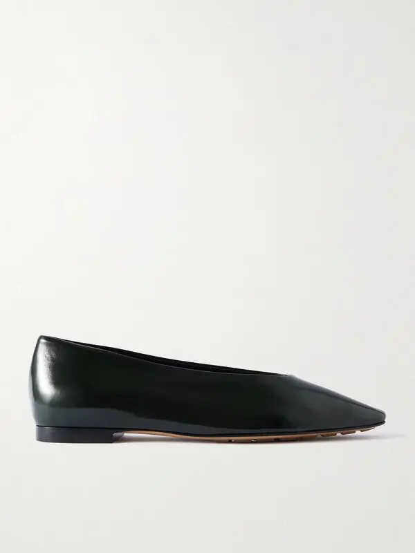 Bottega Veneta Sofia Glossed-leather Ballet Flats - Black