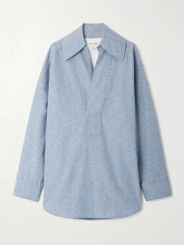 Bottega Veneta Oversized Striped Cotton-blend Shirt - Blue