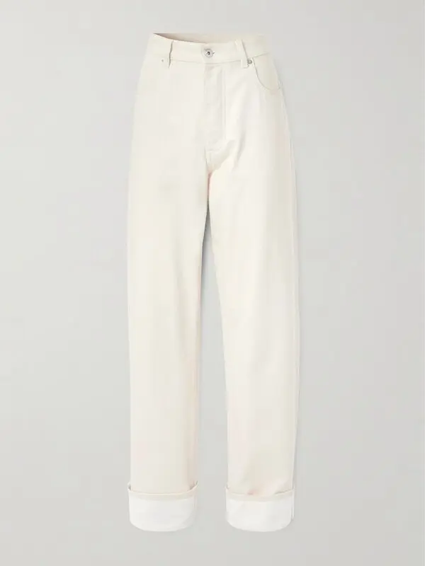 Bottega Veneta Appliquéd High-rise Wide-leg Jeans - Neutrals