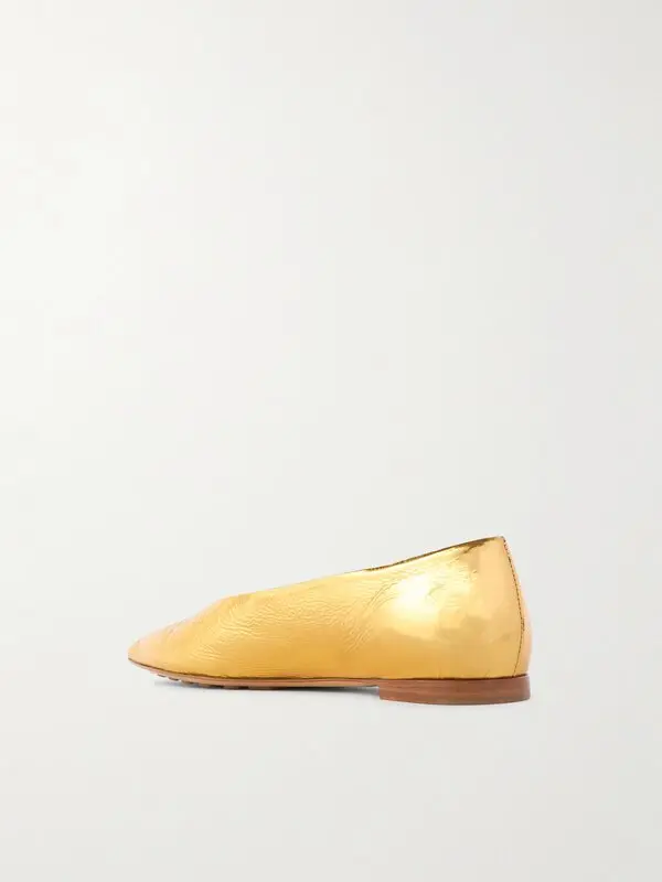 Bottega Veneta Sofia Metallic Ballet Flats - Gold