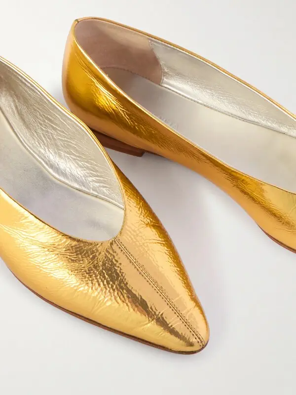 Bottega Veneta Sofia Metallic Ballet Flats - Gold