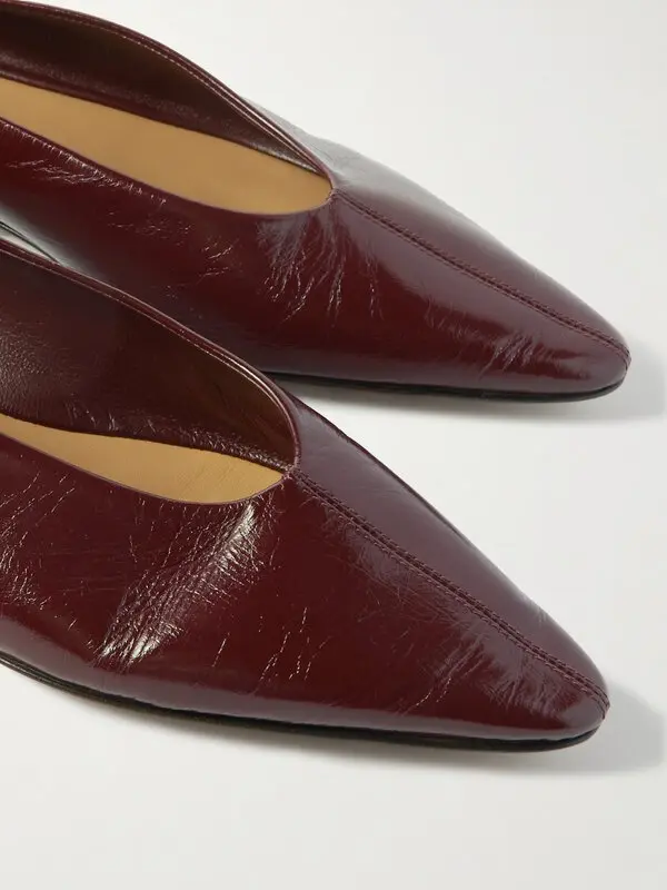 Bottega Veneta Sofia Patent-Leather Ballet Flats - Burgundy