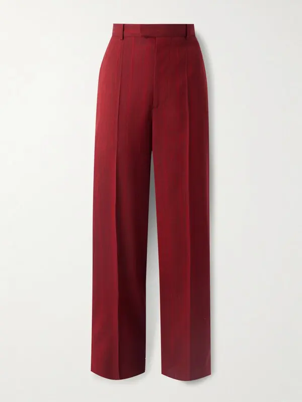 Bottega Veneta Striped Wool-blend Pants - Red