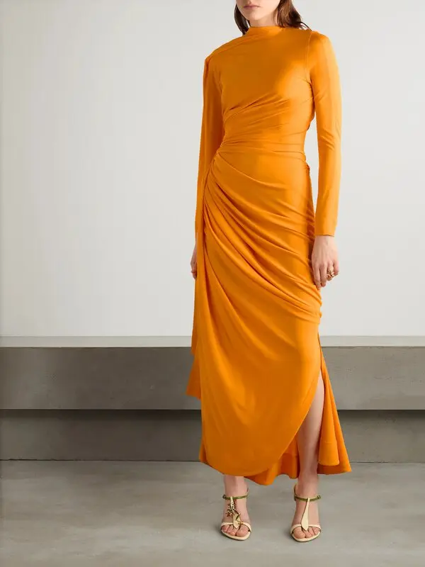 Bottega Veneta Draped Gathered Jersey Maxi Dress