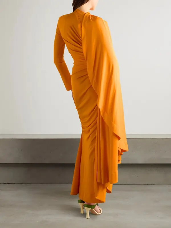 Bottega Veneta Draped Gathered Jersey Maxi Dress