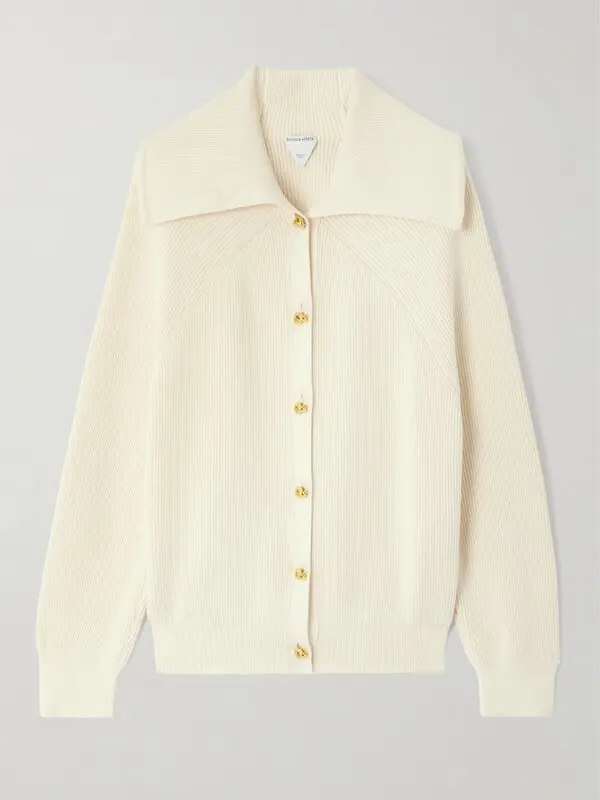 Bottega Veneta Ribbed Cotton Cardigan - Neutrals