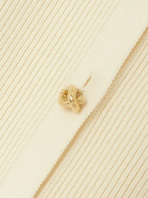 Bottega Veneta Ribbed Cotton Cardigan - Neutrals