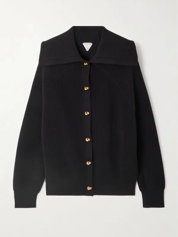 Bottega Veneta Ribbed Cotton Cardigan - Black