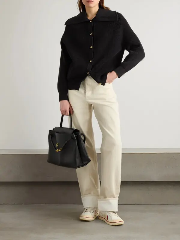 Bottega Veneta Ribbed Cotton Cardigan - Black
