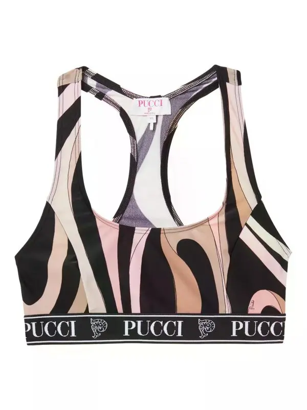 Emilio Pucci Marmo-print Sports Bra - Neutrals