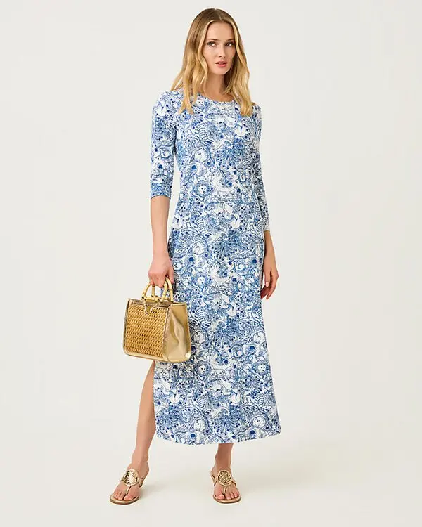 LILLY PULITZER Upf 50+ Deena Dress - Starlight Navy Zoology