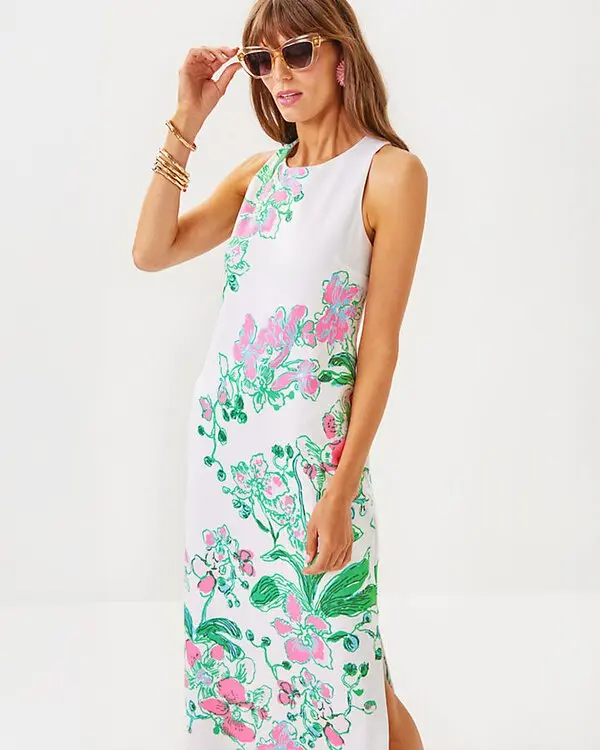 LILLY PULITZER Melodie Printed Maxi Dress - Multi Oversized Orchids On The Avenue Engineer