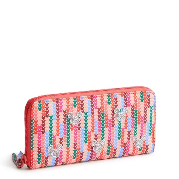 VERA BRADLEY Disney Continental Wallet In Mickey Meadow Stripe - Red