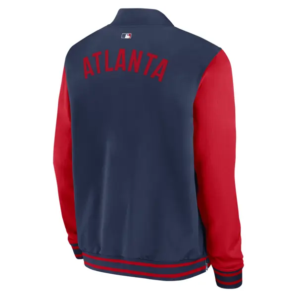 Nike Atlanta Braves Authentic Collection Dugout Mlb Full-zip Bomber Jacket - Blue