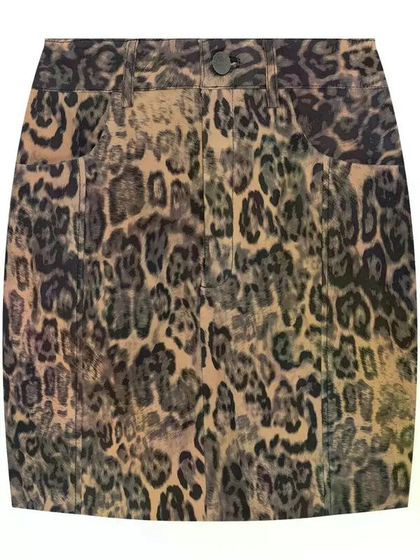 GESTUZ Leopard Print Mini Skirt - Brown