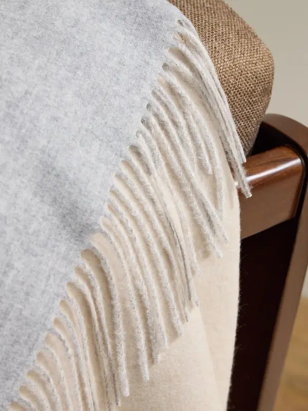 Brunello Cucinelli Fringed Cashmere And Silk-blend Throw - Gray