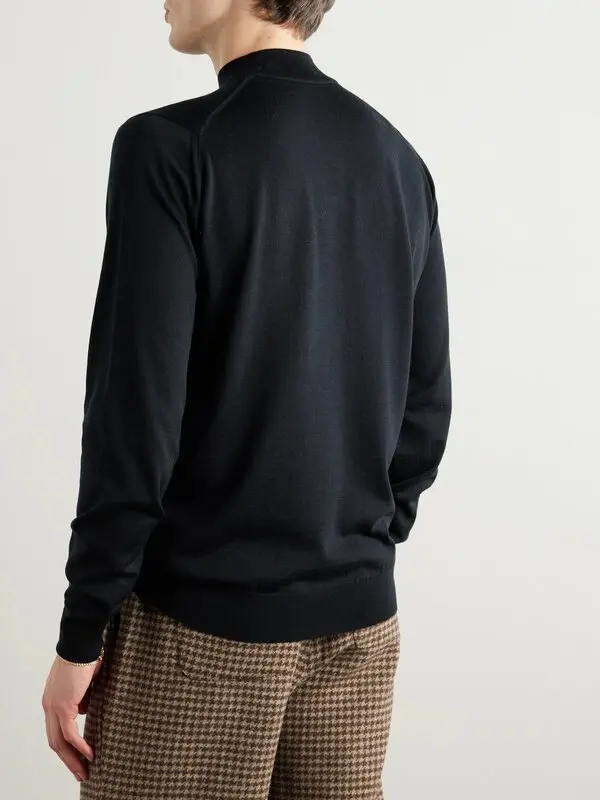 John Smedley Slim-fit Merino Wool Mock-neck Sweater - Black