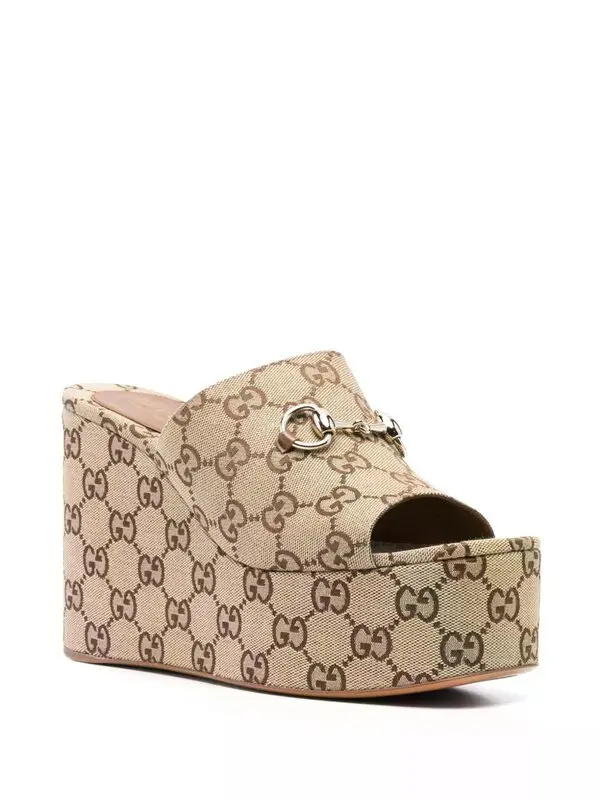 Gucci Horsebit Detail High Wedge Sandals