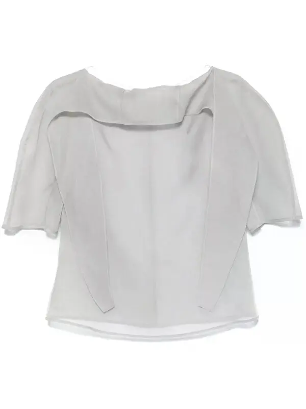 AMOMENTO Knotted-collar Blouse - Grey