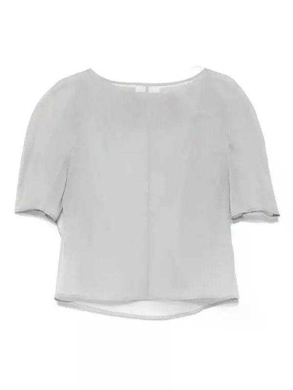 AMOMENTO Knotted-collar Blouse - Grey