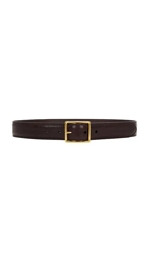NILI LOTAN Gabriele Leather Belt - Espresso & Antique Gold Buckle