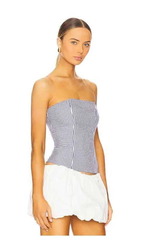 MORE TO COME Corset Top With Polka Dot Print