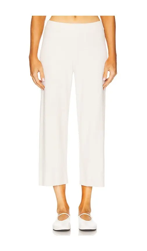 Barefoot Dreams Cozychic Ultra Lite Side Stripe Crop Pant - Sand Dune & Pearl