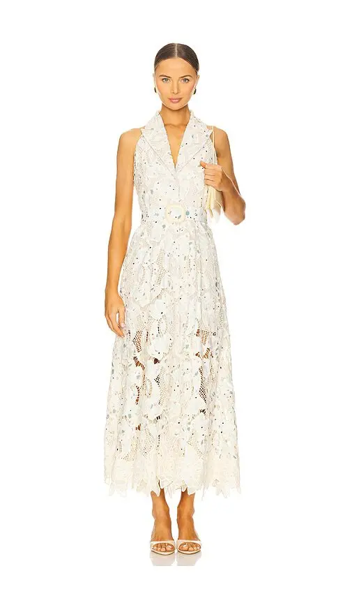 ELLIATT Maxi Dress With Pearl Button Closure And Belt