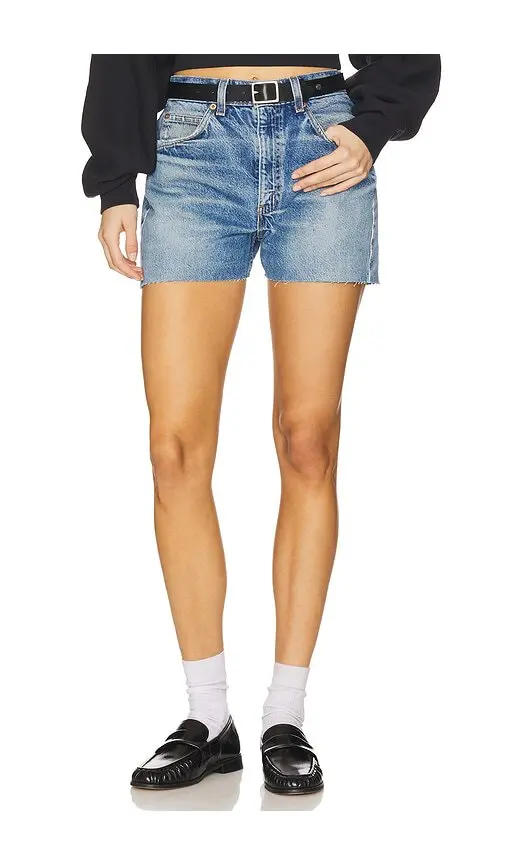 ALIGRACE Vintage Classic Relaxed Fit Denim Shorts With Raw Hem