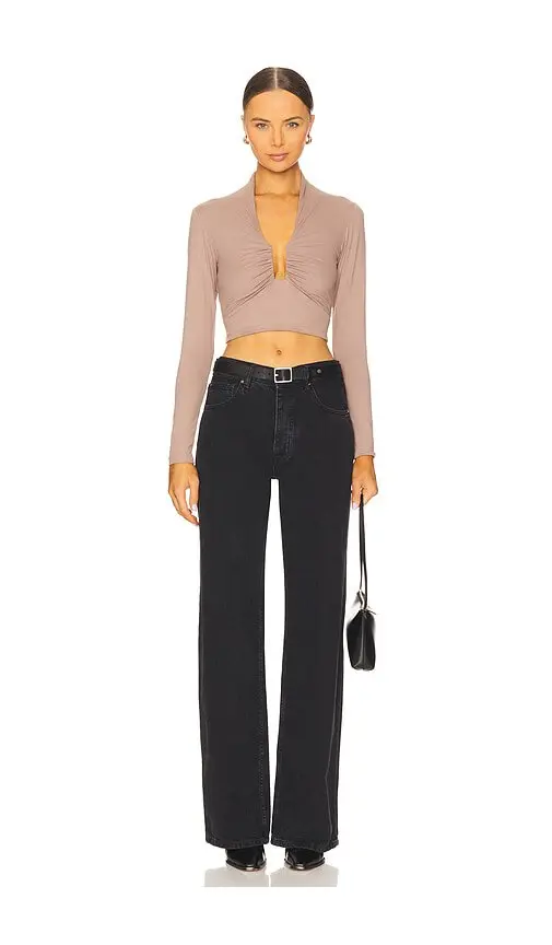 Susana Monaco Square Wire Long Sleeve Top
