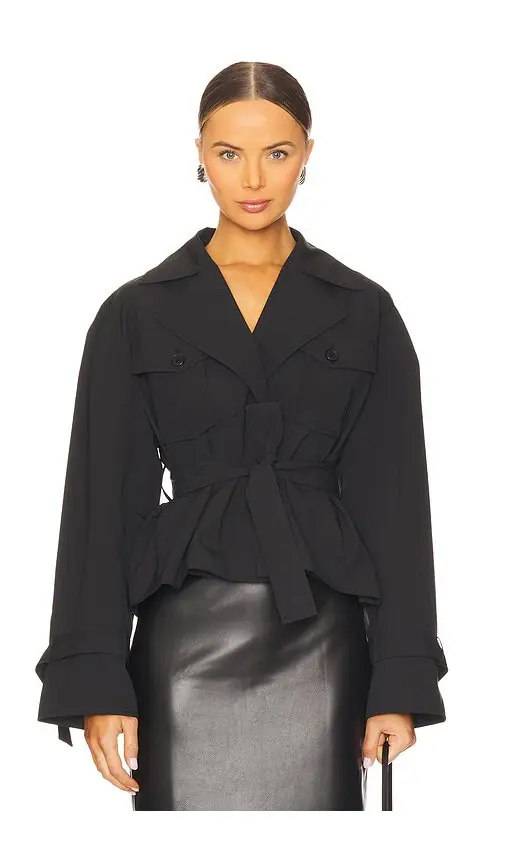 LAMARQUE Cropped Trenchcoat - Black