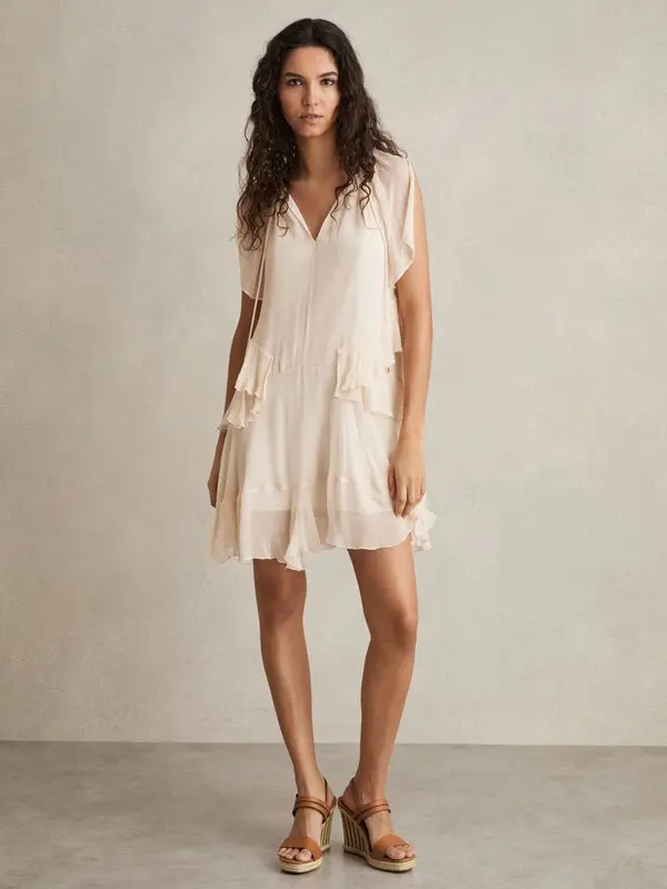 REISS Hailey Raffia Wedge Heeled Sandals