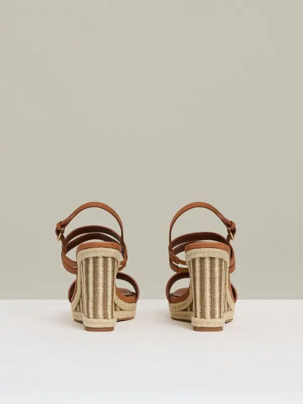 REISS Hailey Raffia Wedge Heeled Sandals