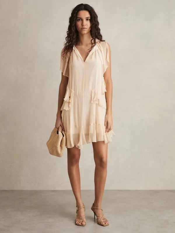REISS Lexie Ruffle Mini Dress