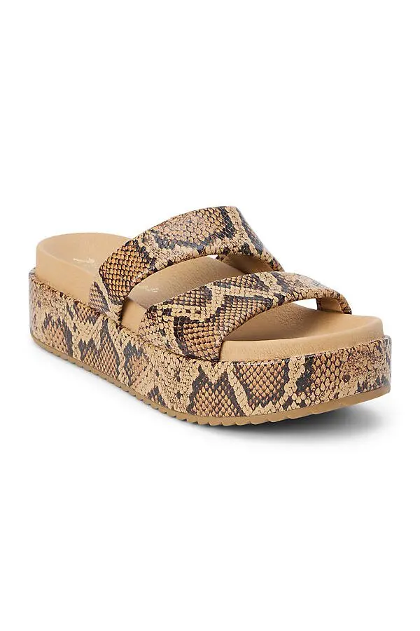 Matisse Blae Platform Slide Sandals - Brown Pattern