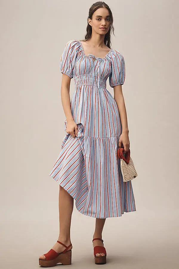 pink and blue midi dress Bright Days Ahead Blue Pink Combo Floral Midi Dress