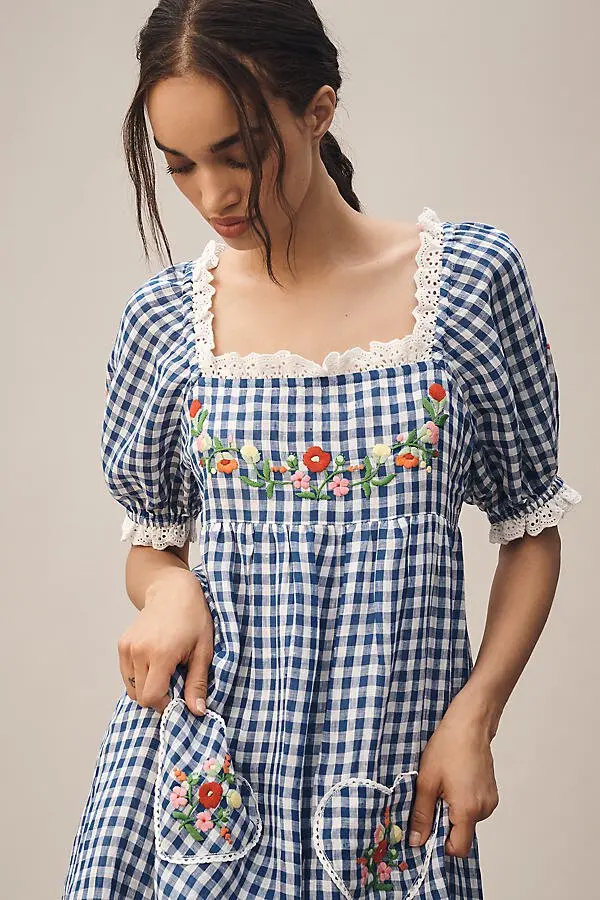 pink city prints blue dress Pink City Prints Margarita Dress Blue / S