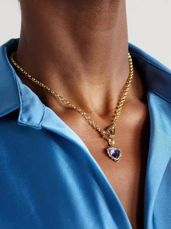 FOUNDRAE Heart 18-karat Tanzanite Pendant Necklace
