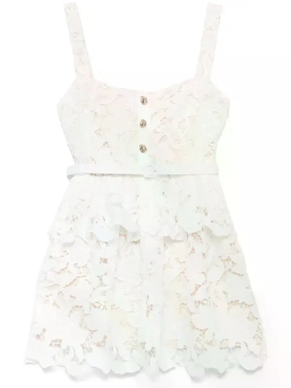 SELF-PORTRAIT Lace Tiered Mini Dress