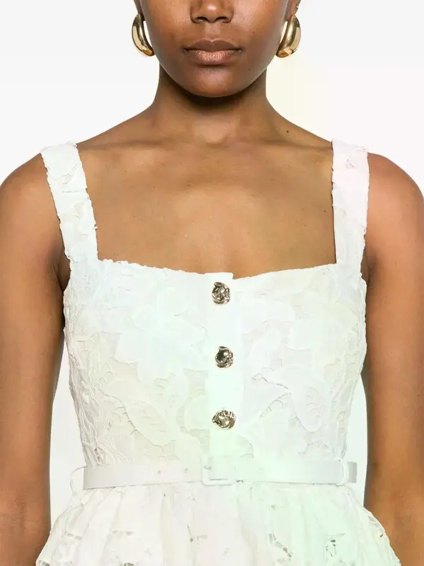 SELF-PORTRAIT Lace Tiered Mini Dress