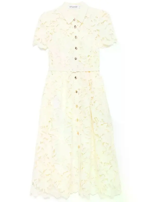chinese dress ladies Self-Portrait | Yellow Lace Collared Midi Dress