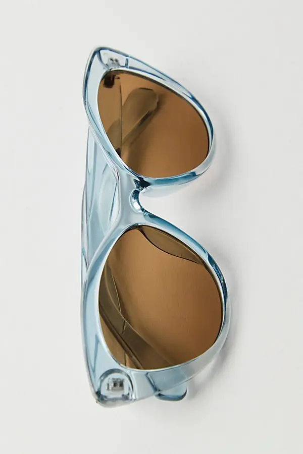 Free People Cat-eye Sunglasses - Dusty Blue And Toast