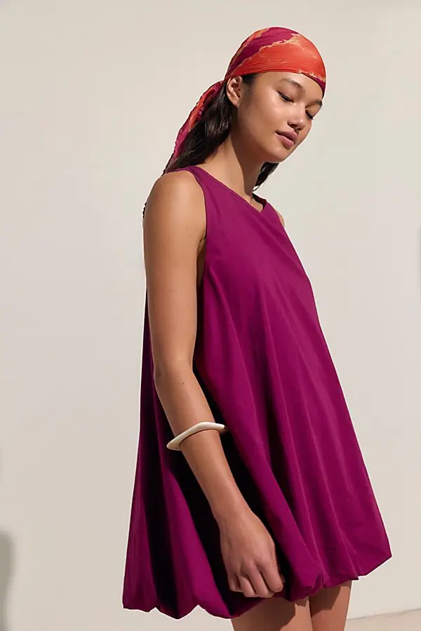 Free People Struttin' Bubble Mini Dress - Grape Escape