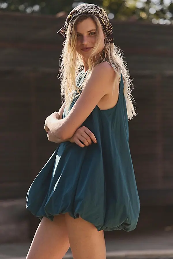 Free People Struttin' Bubble Mini Dress - Pacific